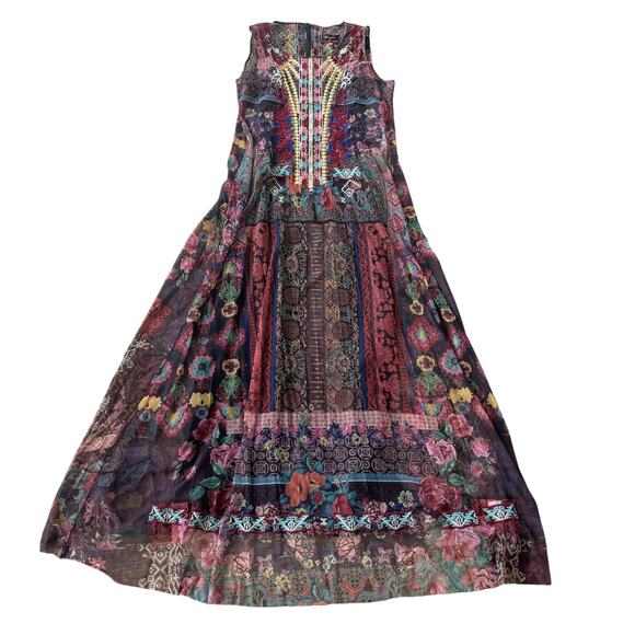Johnny Was | Dresses | Johnny Was Biya Embroidered Mesh Printed Maxi ...